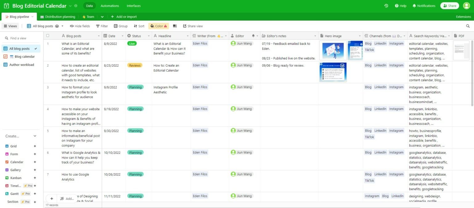 How to: Create an Editorial Calendar - Be the Bean