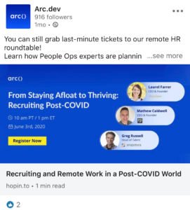 LinkedIn Webinar Post Examples For Promotion - Be the Bean