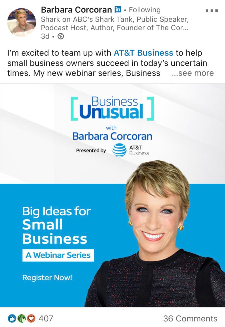 LinkedIn Webinar Post Examples For Promotion - Be the Bean