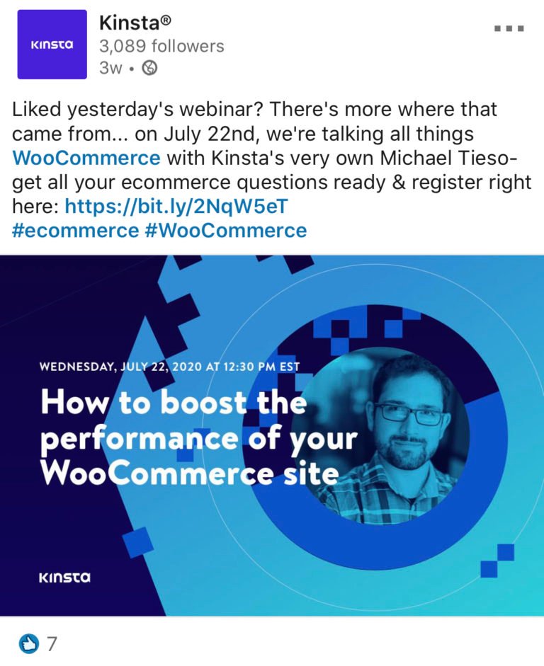 LinkedIn Webinar Post Examples For Promotion - Be the Bean