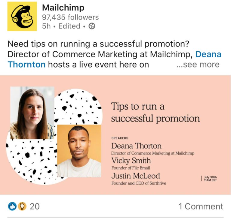 LinkedIn Webinar Post Examples For Promotion - Be the Bean