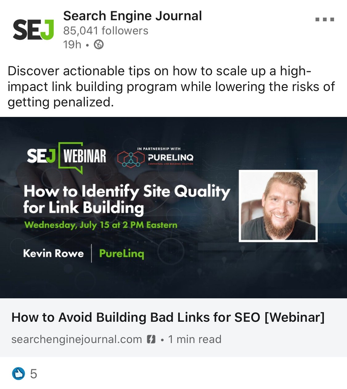 LinkedIn Webinar Post Examples For Promotion - Be the Bean