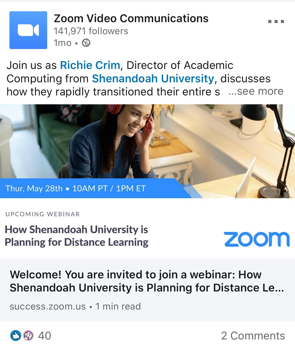 LinkedIn Webinar Post Examples For Promotion - Be the Bean